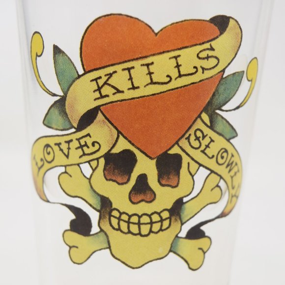Ed Hardy | Dining | Ed Hardy Love Kills Slowly Beverage Glass Skull ...